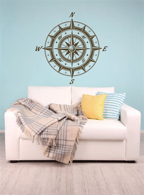 Compass Rose 2 Large Wall Decal Nautical Wall Art Beach Etsy