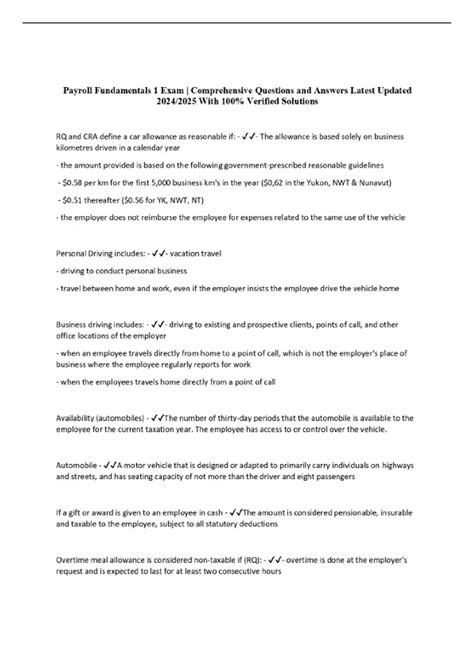 Payroll Fundamentals 1 Exam Comprehensive Questions And Answers Latest Updated 2024 2025 With