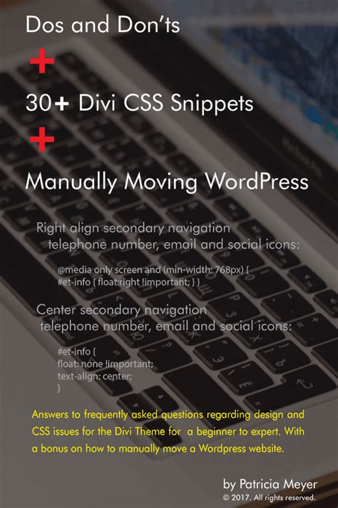 Dos And Donts 30 Divi Css Snippets Manually Moving Wordpress