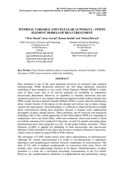 pdf internal variable and cellular automata finite element models of