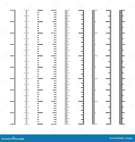 Vertical Measurement Scales With Divisions Realistic Scale For Measuring Length Or Height In