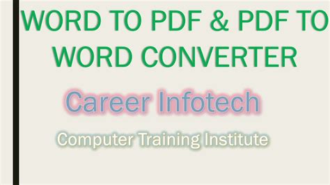 How To Convert Pdf To Word And Word To Pdf Computer Class In Mumbra