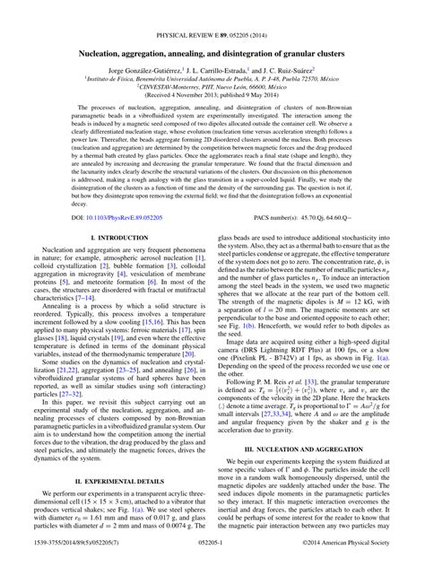Pdf Nucleation Aggregation Annealing And Disintegration Of Granular Clusters