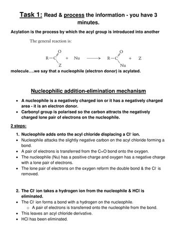Aqa Year 2 Acylation Nucleophilic Additon Elimination Teaching