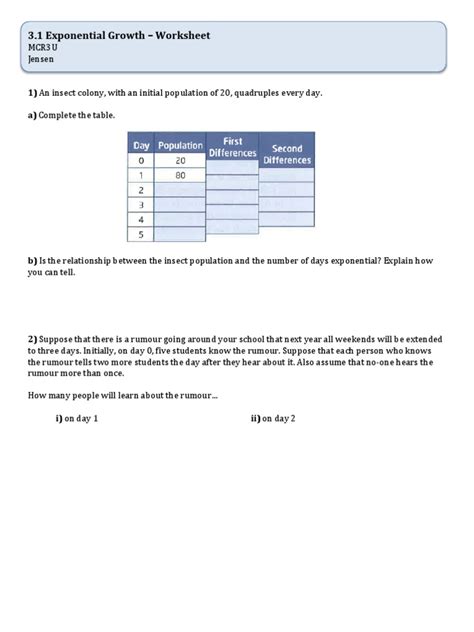 Microsoft Word 31 Exponential Growth Worksheet Pdf