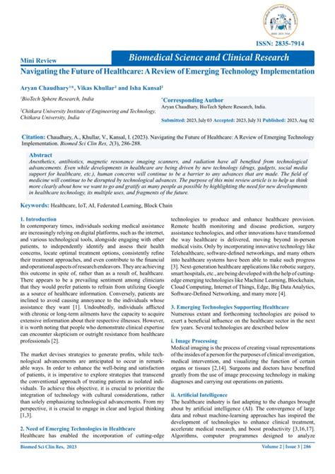 Aryan Chaudhary On Linkedin Pdf Navigating The Future Of Healthcare A Review Of Emerging