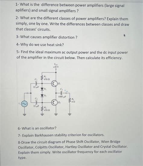 Solved 1 What Is The Difference Between Power Amplifiers