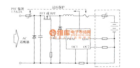 Battery Charge Protection Circuit Composed Of PTC Component And Overvoltage Protection Component