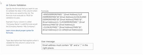 Day 291 Sharepoint Column Validations On Email Addresses Tracy Van Der Schyff