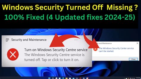 2024 25 Fix Windows Security Center Service Is Turned Off Or Missing In Windows 11 10 4 Ways