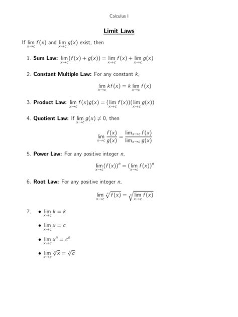 Limit Laws Pdf