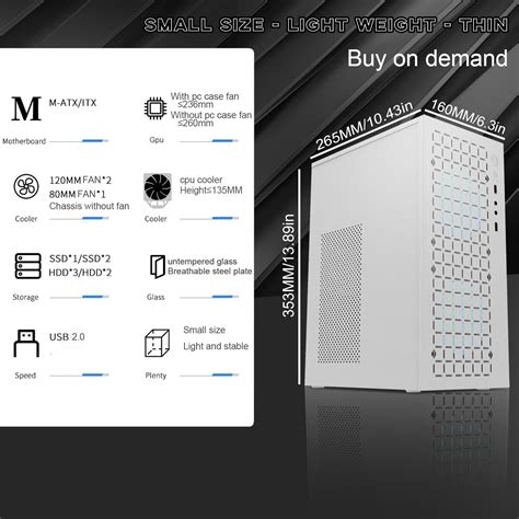 High Airflow Micro Atx Pc Case Support Matx Mini Itx Slim