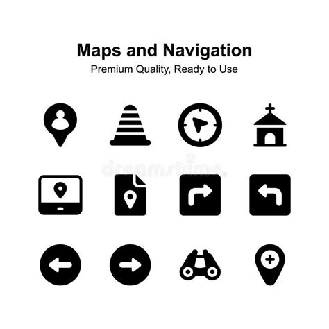 Creatively Crafted Maps And Navigation Icon Set Stock Vector