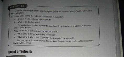 Mini Test 8 2solve The Following Problems And Show Your Systematic Solut