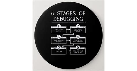 Coding 6 Stages Of Debugging Computer Programming Button Zazzle