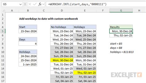 add workdays to date custom workweek excel formula exceljet