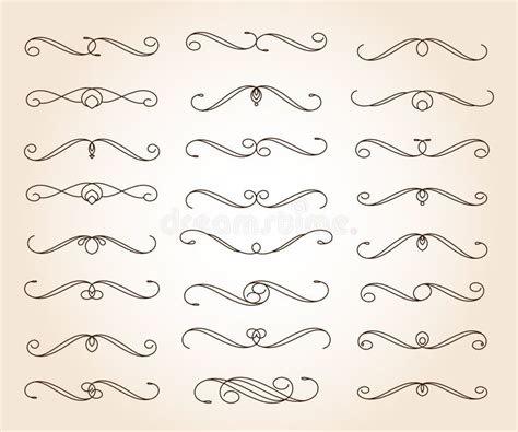 Set Elegant Decorative Scroll Elements Vector Vector Illustration