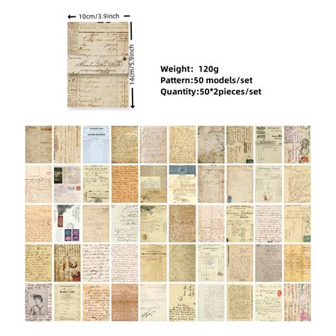 100 개대 손으로 쓴 편지 빈티지 노트 스티커 르네상스 영어 편지 Diy 재료에 대 한 편지 배경으로 종 Temu Republic Of Korea