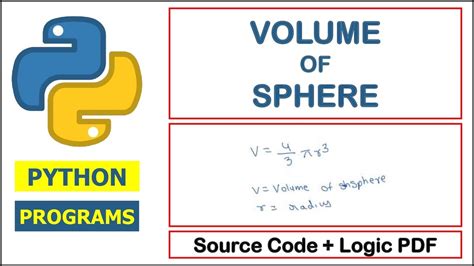 Python Program To Find The Volume Of The Sphere Youtube