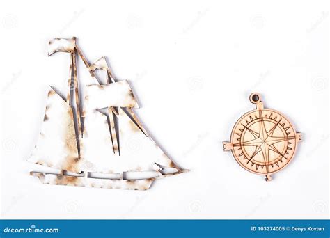 Cardboard Ship And Compass Stock Image Image Of Boating Captain