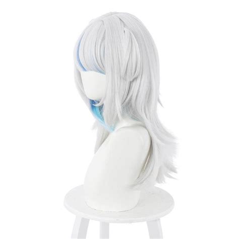 Hololive Virtual Vtuber Gawr Gura White And Blue Medium Cosplay Wig 44
