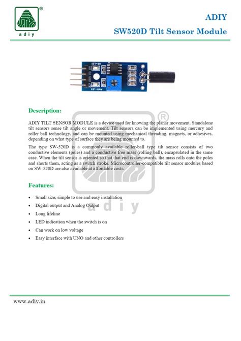 Adiy Sw520d Vibration Sensor Module At Best Price In Mumbai