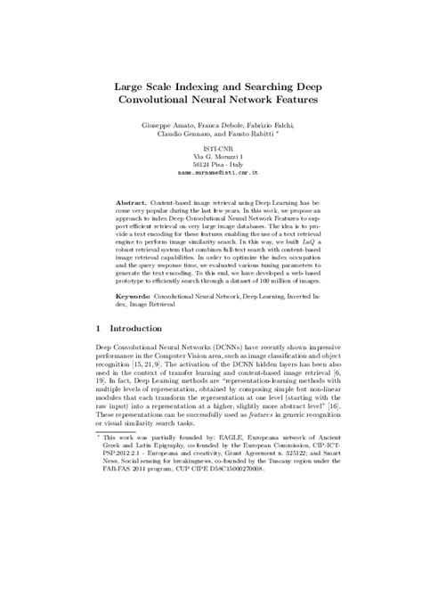Pdf Large Scale Indexing And Searching Deep Convolutional Neural Network Features
