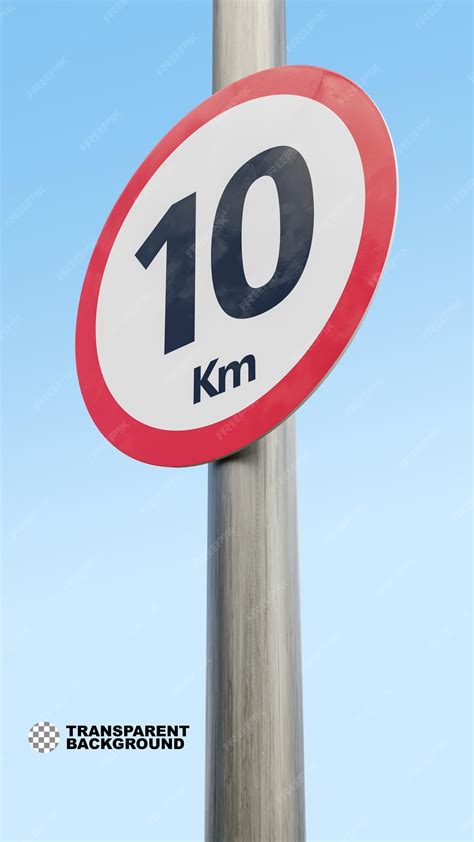 10km 속도 제한 표지판 10km 표지판 3d 렌더 프리미엄 Psd 파일