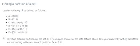 Solved Recognizing Partitions Small Finite Sets Define The Chegg