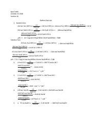 Buffer Post Lab Docx Kyra Smith October Section Solution One Buffers Post Lab