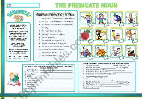 The Predicate Noun Esl Worksheet By Mavic15 Worksheets Library