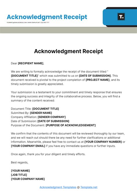 Free Acknowledgment Receipt Template Edit Online And Download