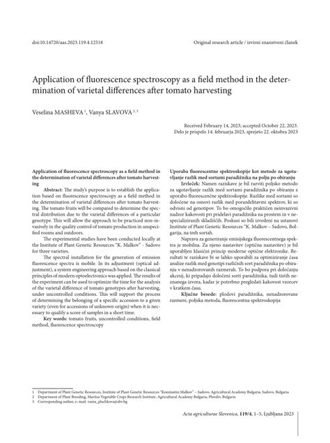 Pdf Application Of Fluorescence Spectroscopy As A Field Method In The