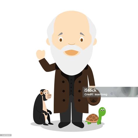 Charles Darwin Personaggio Dei Cartoni Animati Illustrazione Vettoriale