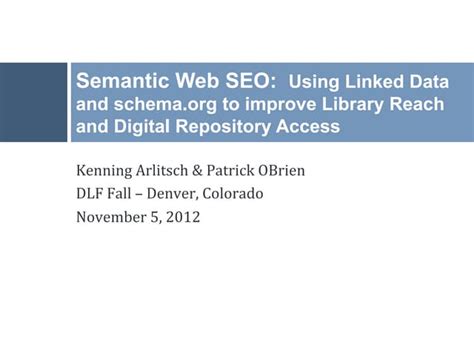 Semantic Web Seo Using Linked Data And To Improve Library Reach And Digital