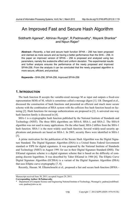 Pdf An Improved Fast And Secure Hash Algorithm