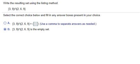 solved write the resulting set using the listing method