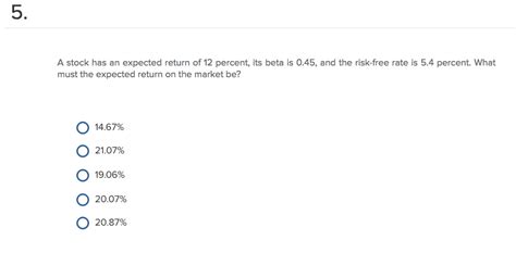 Solved A Stock Has An Expected Return Of Percent Its Chegg