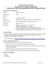 CMPE 146 03 Syllabus 2020 Fall pdf San José State University