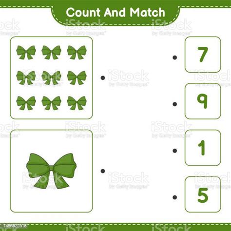카운트 및 일치 리본의 수를 세고 올바른 숫자와 일치시킵니다 교육 어린이 게임 인쇄 워크시트 벡터 일러스트 레이 션 0명에 대한 스톡 벡터 아트 및 기타 이미지 Istock