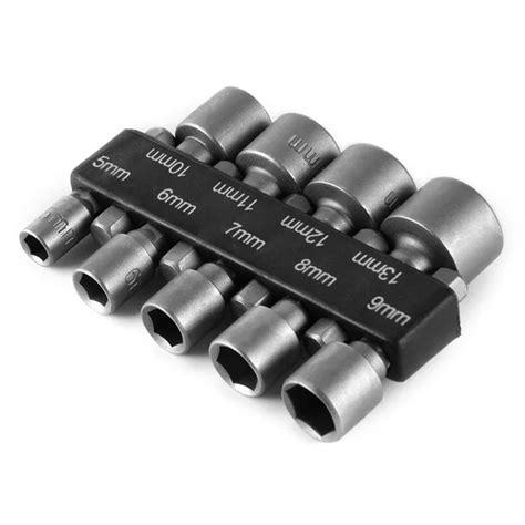 육각 섕크 파워 너트 드라이버 드릴 비트 메트릭 소켓 렌치 나사 마그네틱 너트 드라이버 세트 소켓 어댑터 14 인치 9 개 5 13mm드릴 비트