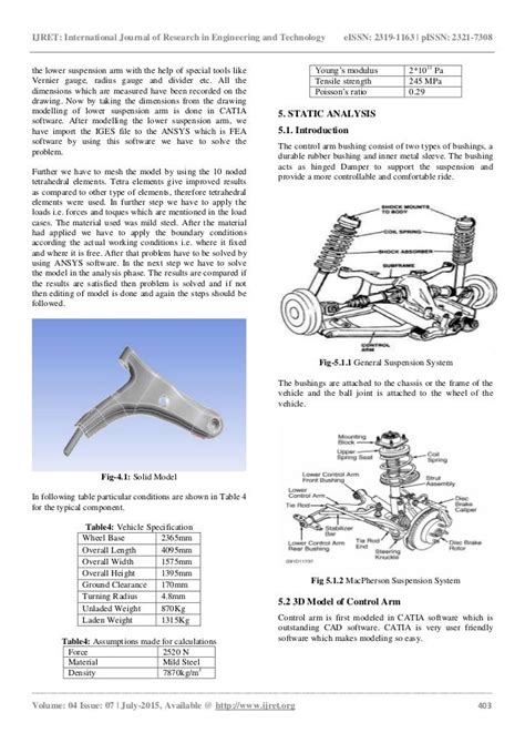 Static Structural Analysis Of Suspension Arm Using Finite Element Met…