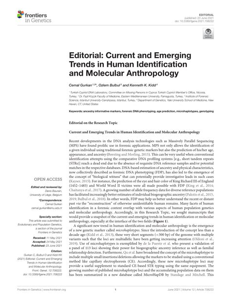 Pdf Editorial Current And Emerging Trends In Human Identification And Molecular Anthropology