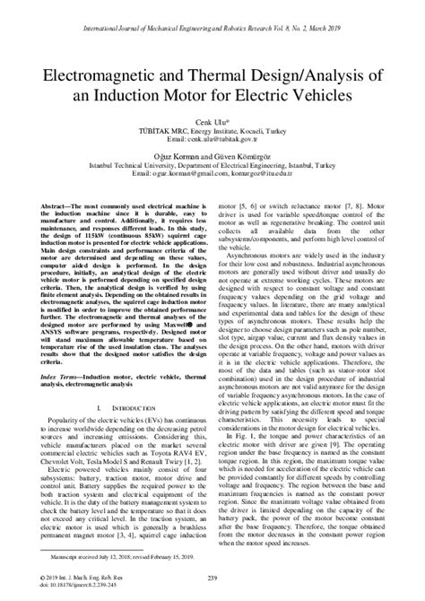 Pdf Electromagnetic And Thermal Analysisdesign Of An Induction Motor