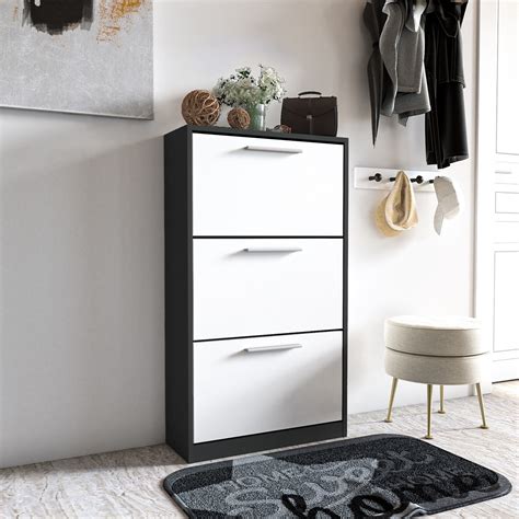 Полиця для взуття підлогова на 3 шухляди з ДСП Fst 21 з ручками в стилі лофт продаж ціна в