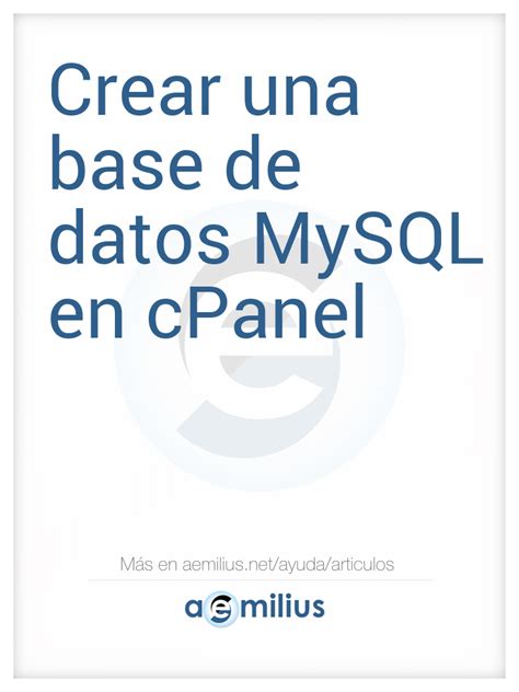 Crear Una Base De Datos Mysql En Cpanel Base De Datos Datos Base