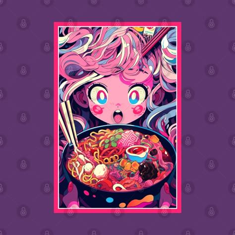 Cute Anime Girl Ramen Noodles Hentaii Chibi Kawaii Design Cute