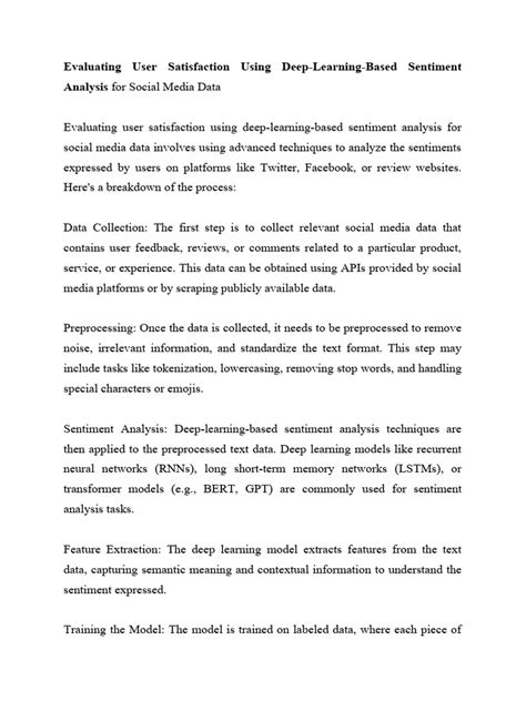 evaluating user satisfaction using deep learning based sentiment analysis for social media data