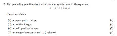Solved 2 Use Generating Functions To Find The Number Of