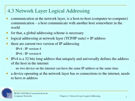 ppt 4 3 network layer logical addressing powerpoint presentation
